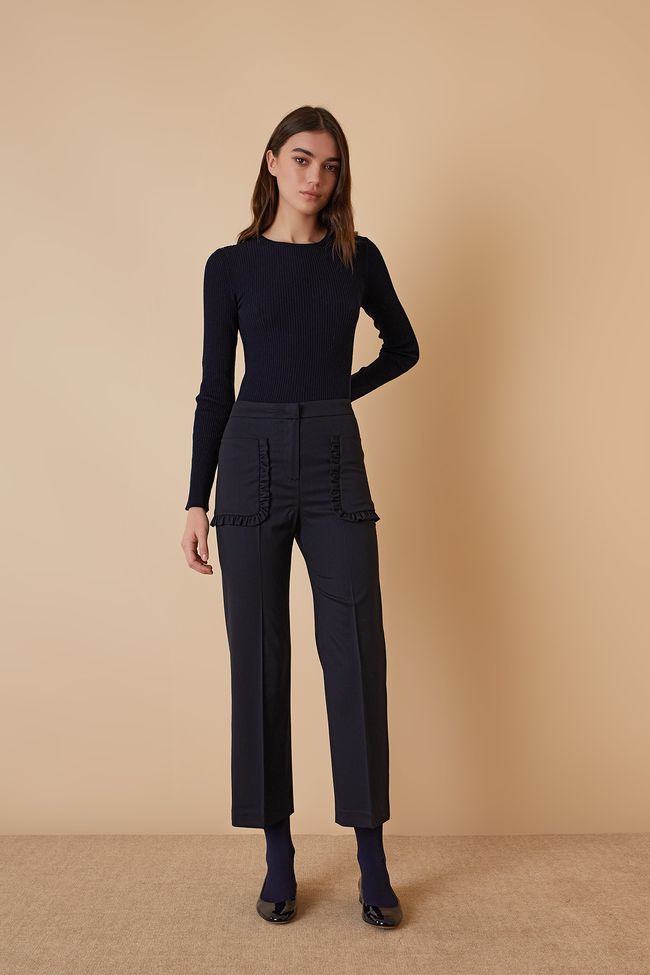 Ruffle pockets trousers - Women's Clothing Online Made in Italy