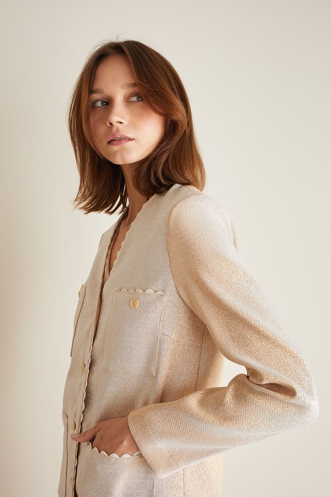Lamé jacket with scalloped trimming - Women's Clothing Online Made in Italy