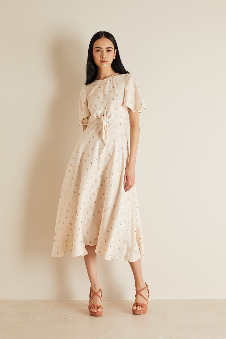 Jacquard dress with fil coupé flowers - Women's Clothing Online Made in ...