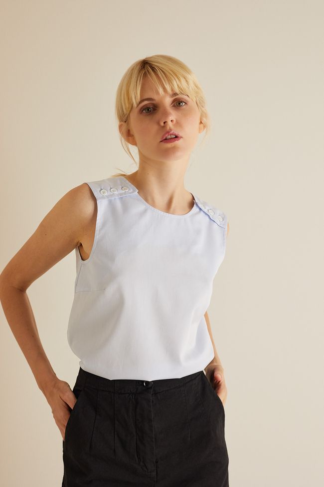 Top in cotone con bottoncini - Abbigliamento donna made in italy