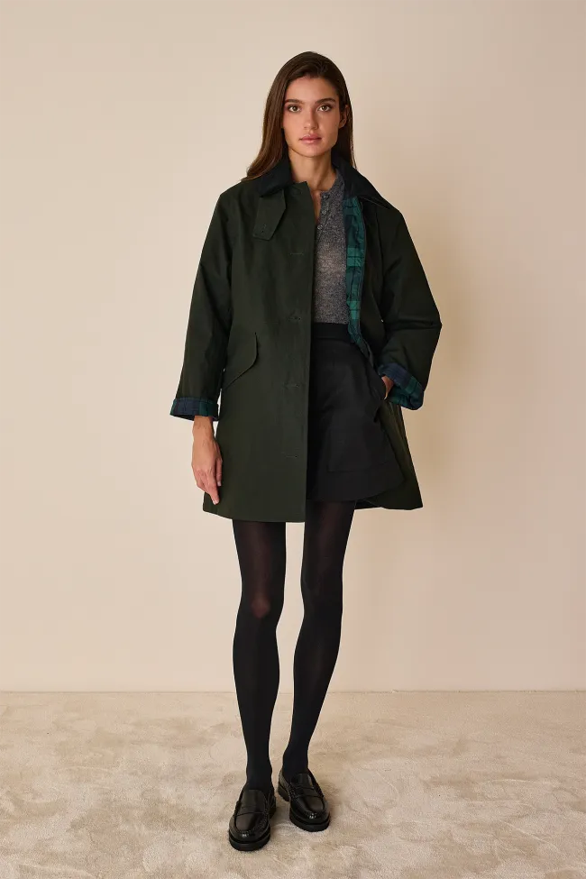 Resinated cotton jacket with tartan lining - Women's Clothing Online ...