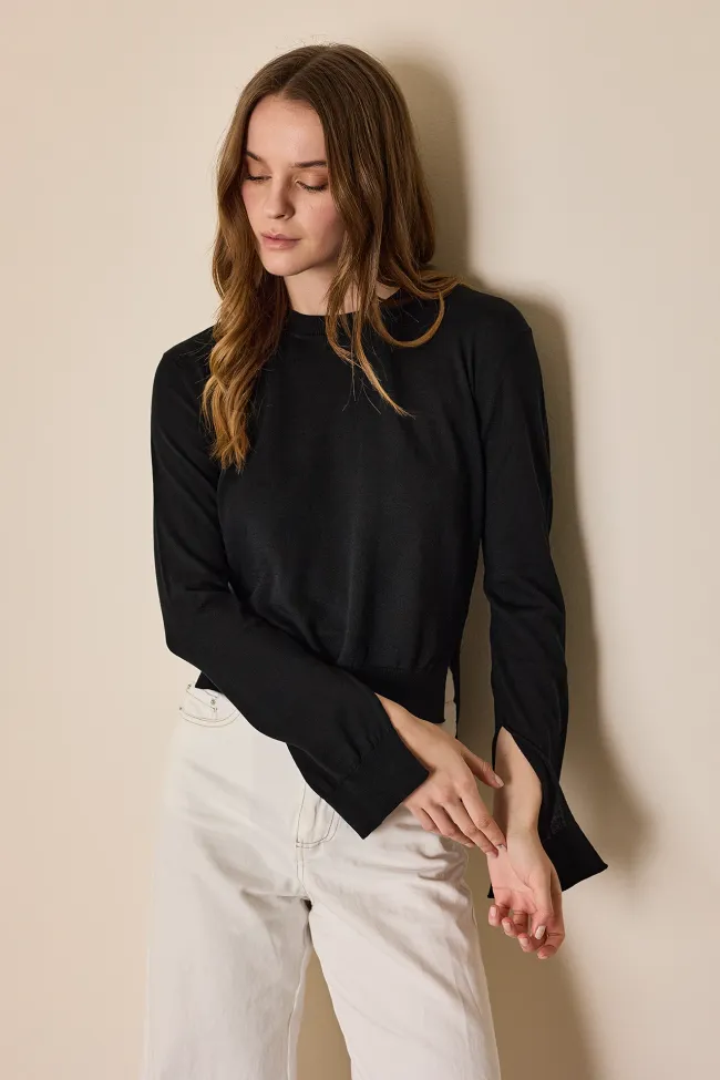Side slit crew neck - Women's Clothing Online Made in Italy